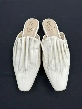 Sam Edelman | Shoes | Sam Edelman Cream Ruched Leather Slipon Mules ...